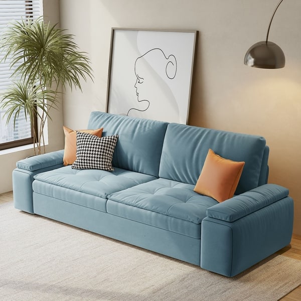 JASIWAY Modern Upholstered Loveseat Sleeper Sofa Bed with Storage - Bed ...