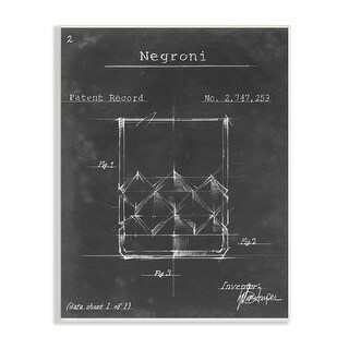 Stupell Negroni Liquor Cocktail Glass Lines Diagram Blueprint Wood Wall ...