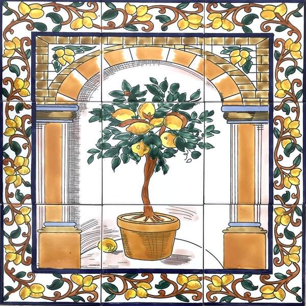 18x18 Lemon Tree Kitchen Backsplash 9pc Ceramic Tile Wall Mural - Bed ...