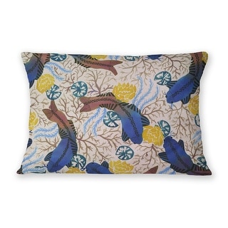 ZEN FISH BLUE & YELLOW Indoor|Outdoor Lumbar Pillow By Becky Bailey ...