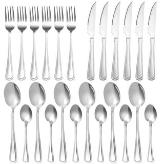 24 Piece Silverware Flatware Set Stainless Steel Utensils Cutlery Set ...