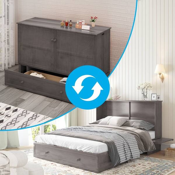 Mixoy Murphy Bed with Mattress,Cube Foldable Cabinet Bed with Charging ...