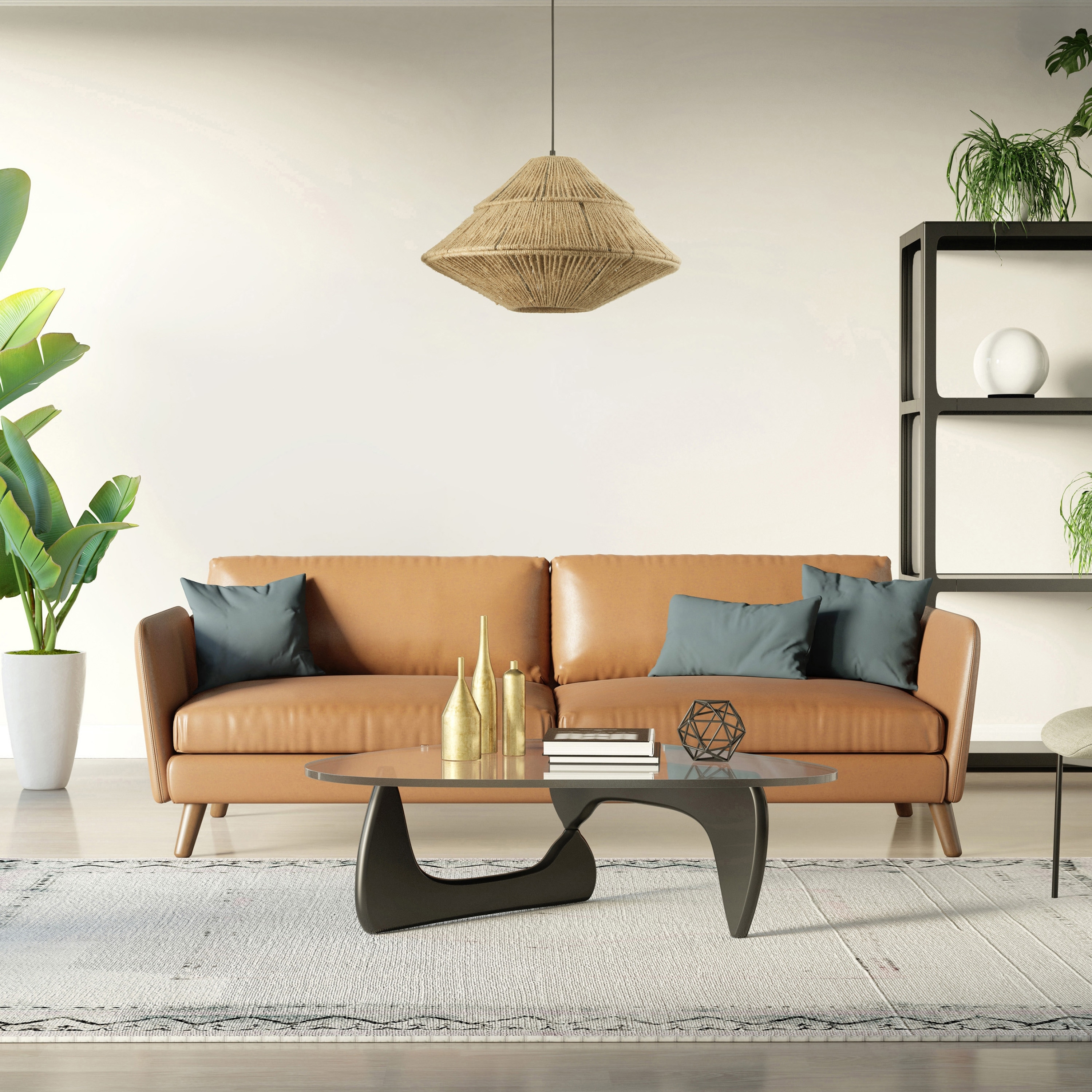 Primrose River of Goods Tan and Black Jute and Metal 19.75-Inch Pendant ...