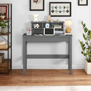 Topcraft Wooden Computer Desk with Multiple Compartments, Gray - Bed ...