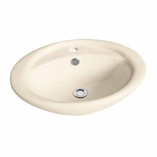 BELLE Biscuit Color Bathroom Sink 22" Round Countertop Vessel Sink with ...