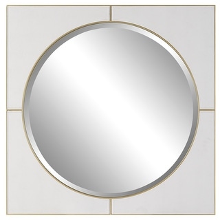 Faux Shagreen Beveled Square Wall Mirror - 40" - White and Gold - Bed ...
