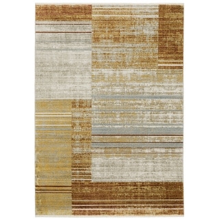 Birmingham Rust Gold Geometric Distressed Casual Area Rug - Bed Bath ...