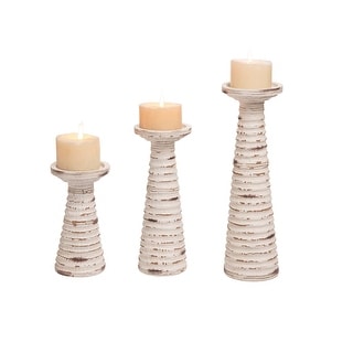 Transpac Resin 4 in. Off-White Spring Coastal Pillars Set of 3 - Bed ...