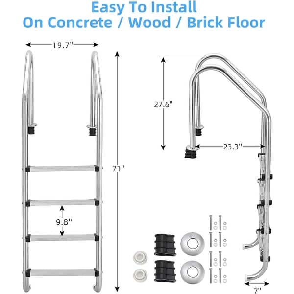 Swimming Pool Ladder 4-Step Pool Ladder for In-Ground Pool - Bed Bath ...