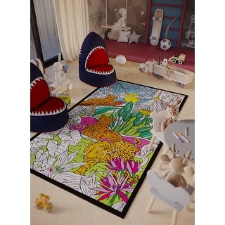 Adult Coloring Book Rug Washable Markers Artist Animal Safari Theme ...