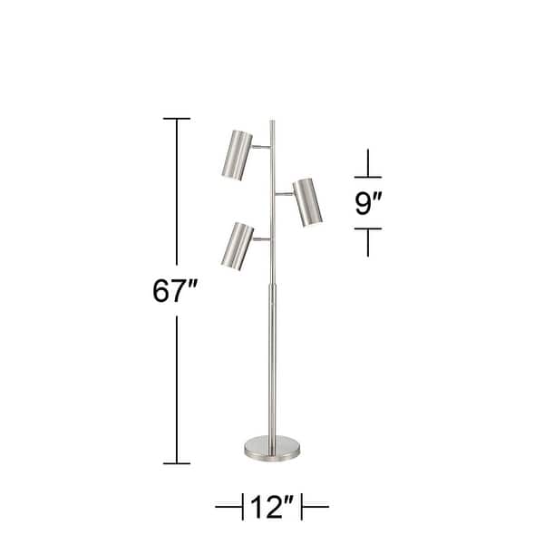 Modern Floor Lamp Tree 3-Light Brushed Nickel for Living Room Reading ...