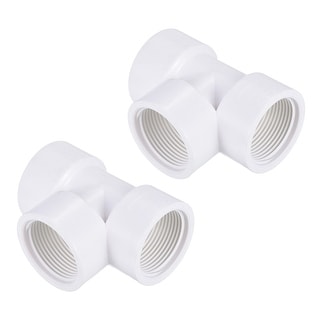 2Pcs UPVC Pipe Fitting 1-1/4PT Female Thread Tee Socket Hose Connector ...