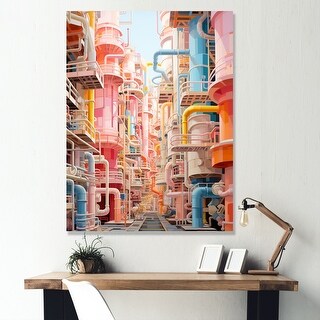 Designart "Abstract Factory Colorful Minimalism I" Factories Wall Art ...
