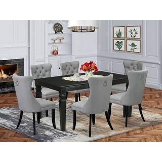 East West Furniture Dining Table Set Contains a Rectangle Wooden Table and Upholstered Chairs ...