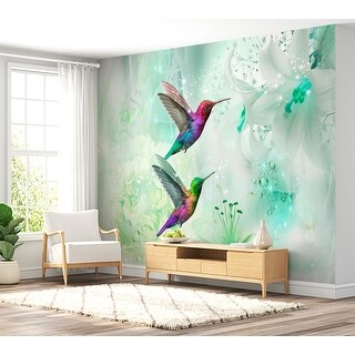 Peel & Stick Animal Wall Mural - Hummingbirds Green - Removable ...