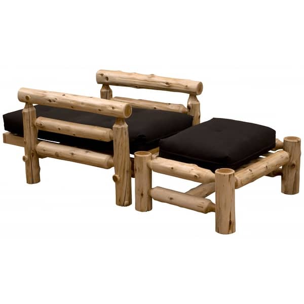 Authentic Log Cabin Natural Cedar Futon Chair and Ottoman Set - 40 W x ...