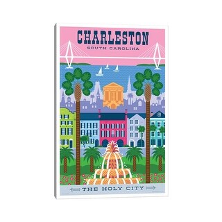 iCanvas "Charelston Travel Poster" by Jim Zahniser Canvas Print - Bed ...