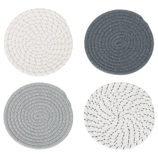 Cotton Trivets Set, 4 PCS 7" Thicken Woven Heat Resistant Mats - Bed ...