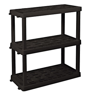 Oskar Large 3-Tier Interlocking Shelving Unit, 18 X 36 X 38", Black ...