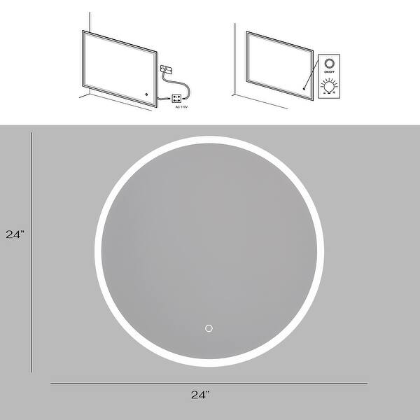 Wall Mounted Dimmable LED Bathroom Vanity Mirror with Bluetooth Music ...