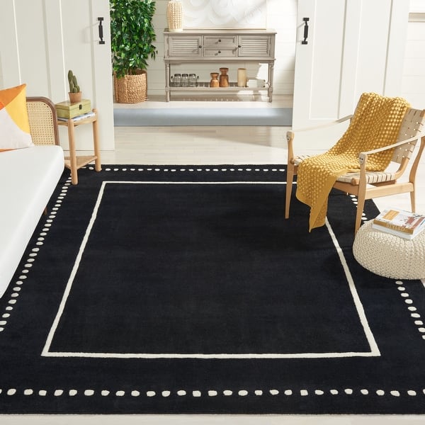blue dot border rug