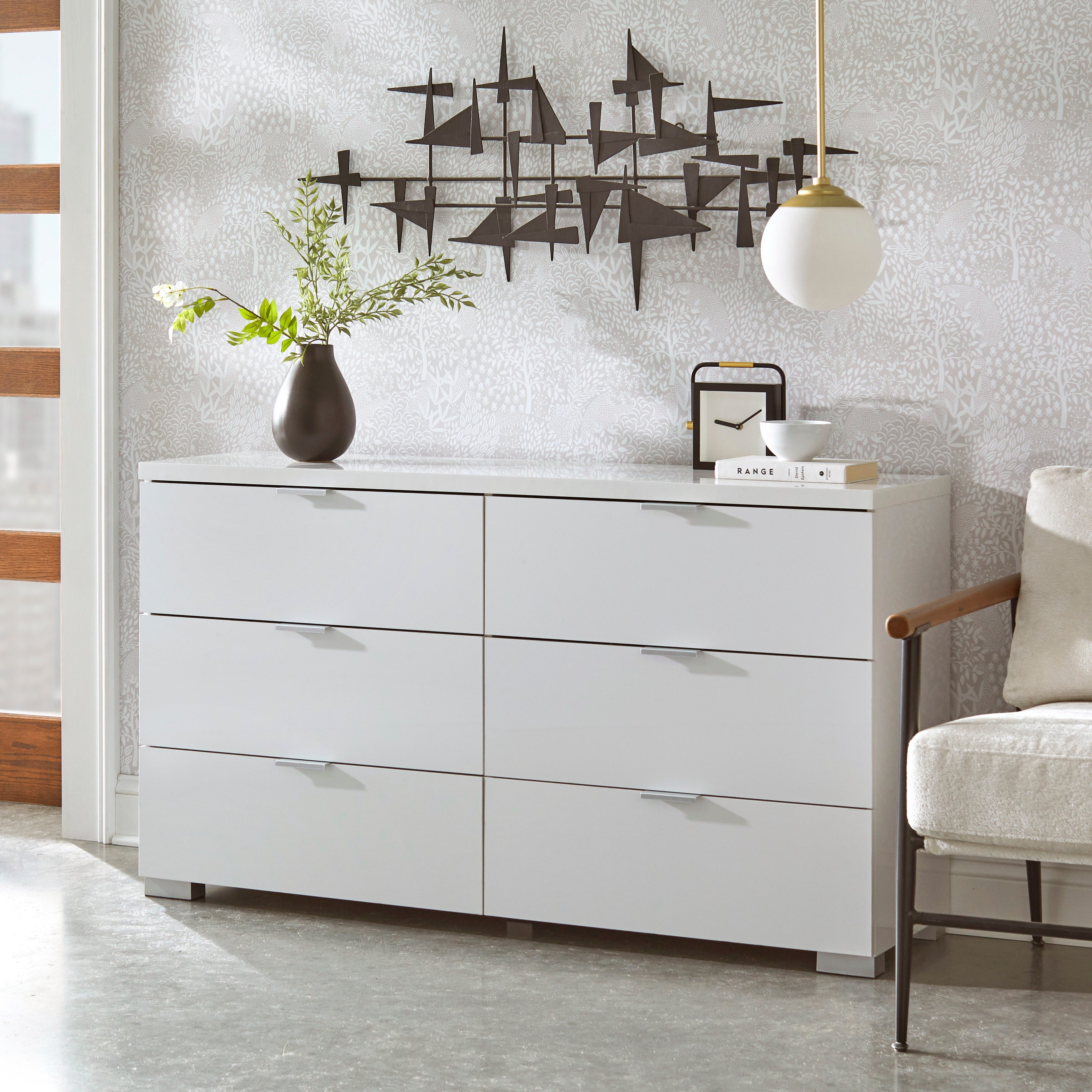 Gloss white 6 drawer dresser store