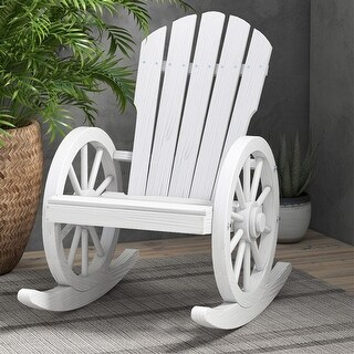 Wood Adirondack Rocker Chair with Wagon Wheel Armrest - Bed Bath ...