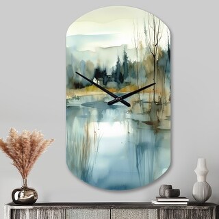 Designart - Summer Lake Landscape Illustration V - Lake Large Wall ...