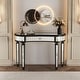 47 inch Half Moon Mirrored Console Table Fluted Glass Crystal Knob ...