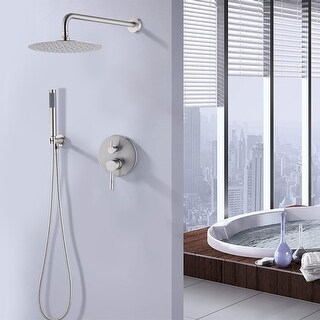 Bathroom 10" Roud Rain Handheld Shower Head Shower Combo Set - Bed Bath ...