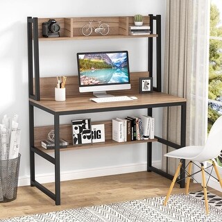 Computer Desk with Hutch, Modern PC Laptop Table Study Writing Desk ...