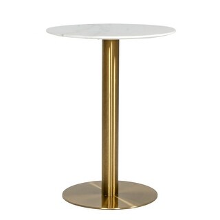 20 Inch Marble Top Bar Table with Pedestal Base, White and Gold - On ...
