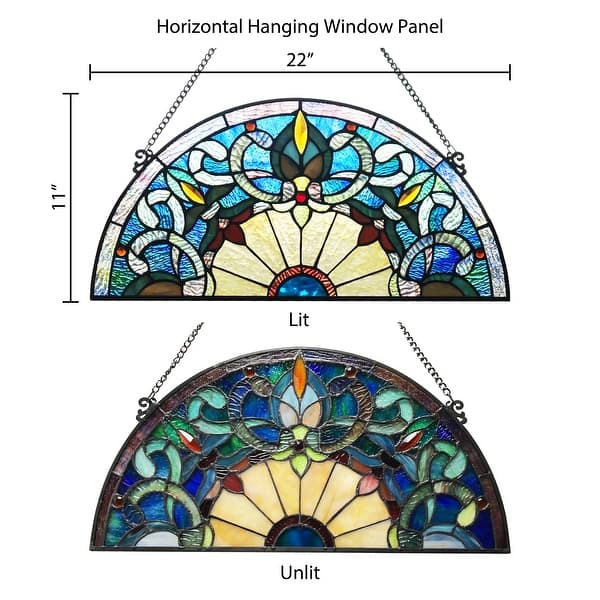 River of Goods Victorian Corista Half-Moon Stained Glass Window Panel ...