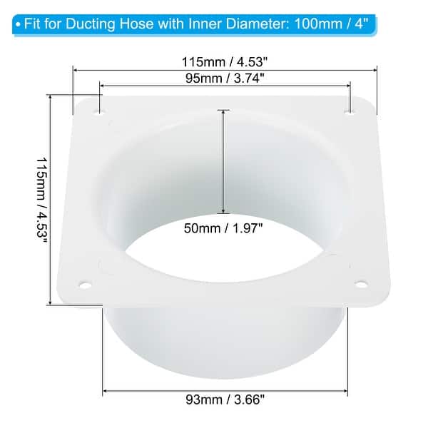 4 Inch Duct Connector Flange Dryer Vent Wall Plate Ducting Plate White ...