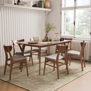 Furniture of America Beck Mid-century 7-Piece Wood Dining Table Set ...