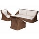 Derris Bohemian Peanut Brown Braided Rattan 3-Piece Living Room Set ...