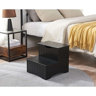 Wood Step Stool With Storage (Black) - Bed Bath & Beyond - 39084763