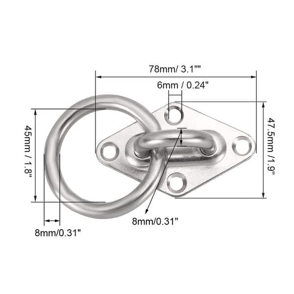 Stainless Steel Ceiling Hook with Ring Pad Eye Plate Hardware 78mmX47 ...