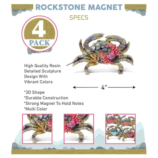 CoTa Global Crab Refrigerator Rockstone Magnets Set of 4 - 2 ...