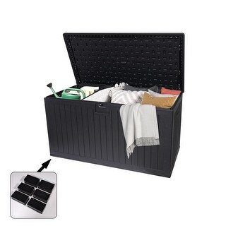 Outdoor Large Resin Plastic Waterproof Deck Storage Box with Feet - Bed ...