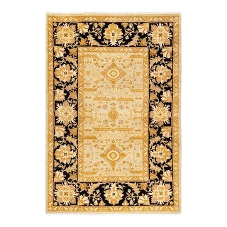 Overton Hand Knotted Wool Vintage Inspired Traditional Ottoman Yellow ...