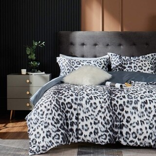 Leopard Print Designed Pattern Comforter Cover Set White & Black - Bed ...