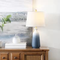 SAFAVIEH Lighting 26.5-inch Eliana Glass Table Lamp - 15" x 15" x 26.5 ...