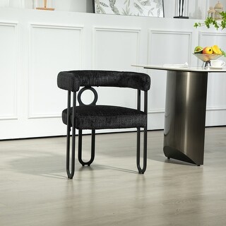 Black 23.62" Upholstered Barrel Chair with Iron Frames - Bed Bath ...