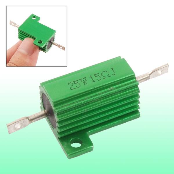 25W 15 Ohm Screw Tap Mounted Aluminum Clad Wirewound Resistor - Green ...