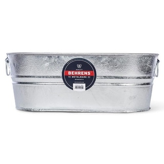 Behrens 5.5 Gallon Round Galvanized Weatherproof Steel Tub with Handles ...