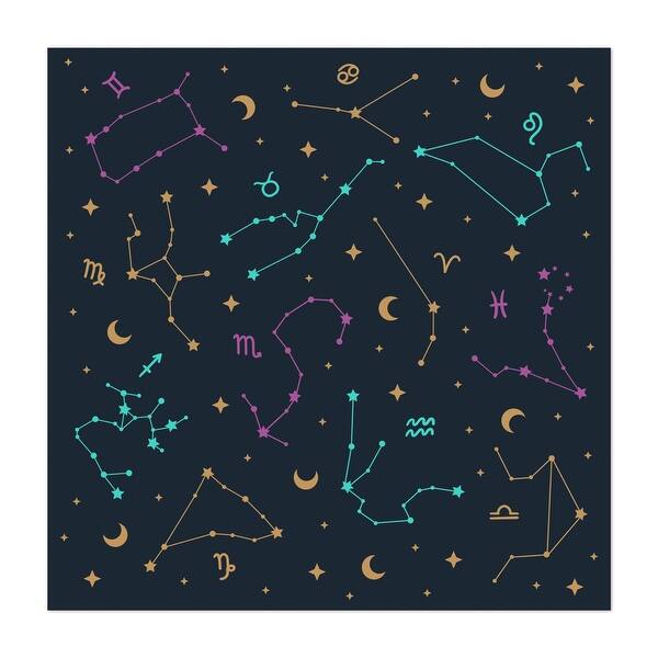 Zodiacal Constellations Drawing Moon Pattern Science Art Print/Poster ...