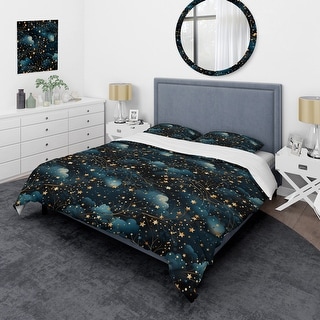 Designart "Glamorous Blue Midnight Stars Galaxy II" Blue Modern Bedding ...