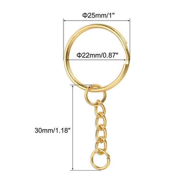 20pcs 25mm Split Key Rings with Chain Open Jump Keychain Connector ...