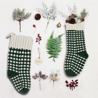18 Inch Knit Christmas Stockings Green - Bed Bath & Beyond - 36594985